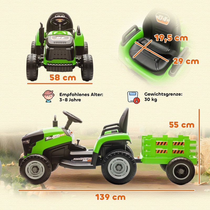 Electric Children's Tractor with Remote Control and Soft Start, Green ...