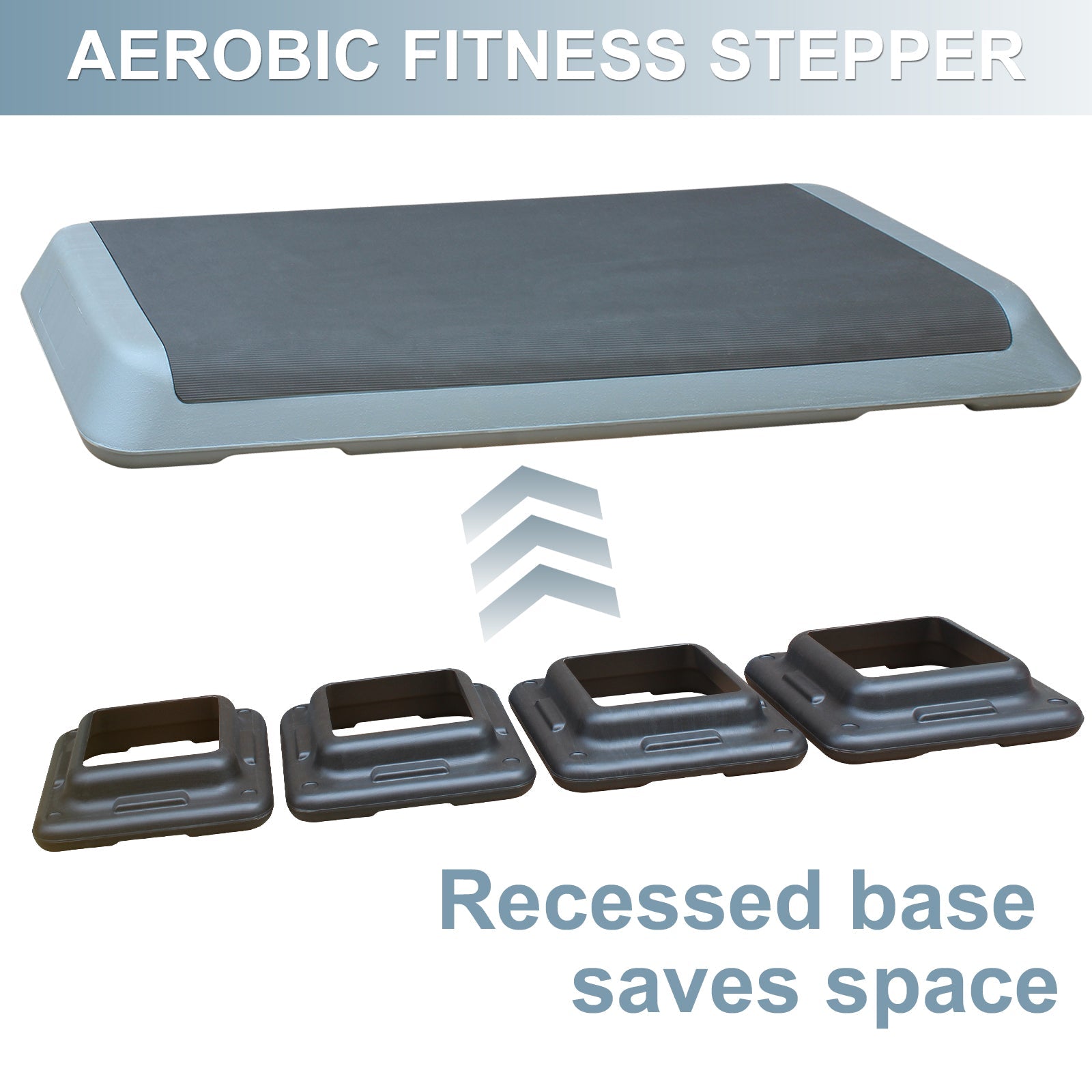 Aerobic Step Platform 110cm Adjustable Height with 4 Risers Home Gym G ...