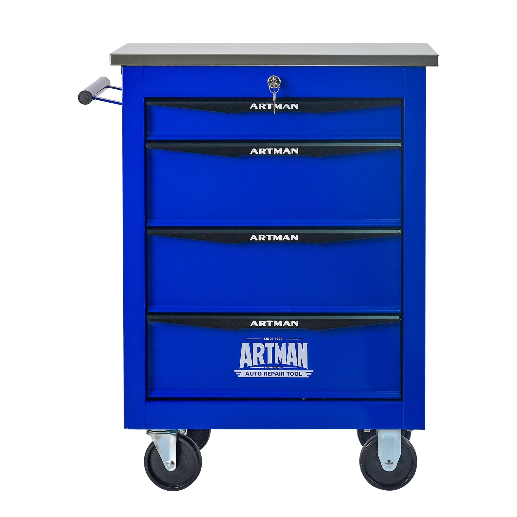 4-Drawer Tool Trolley, Multifunctional Rolling Storage, Metal, Black ...