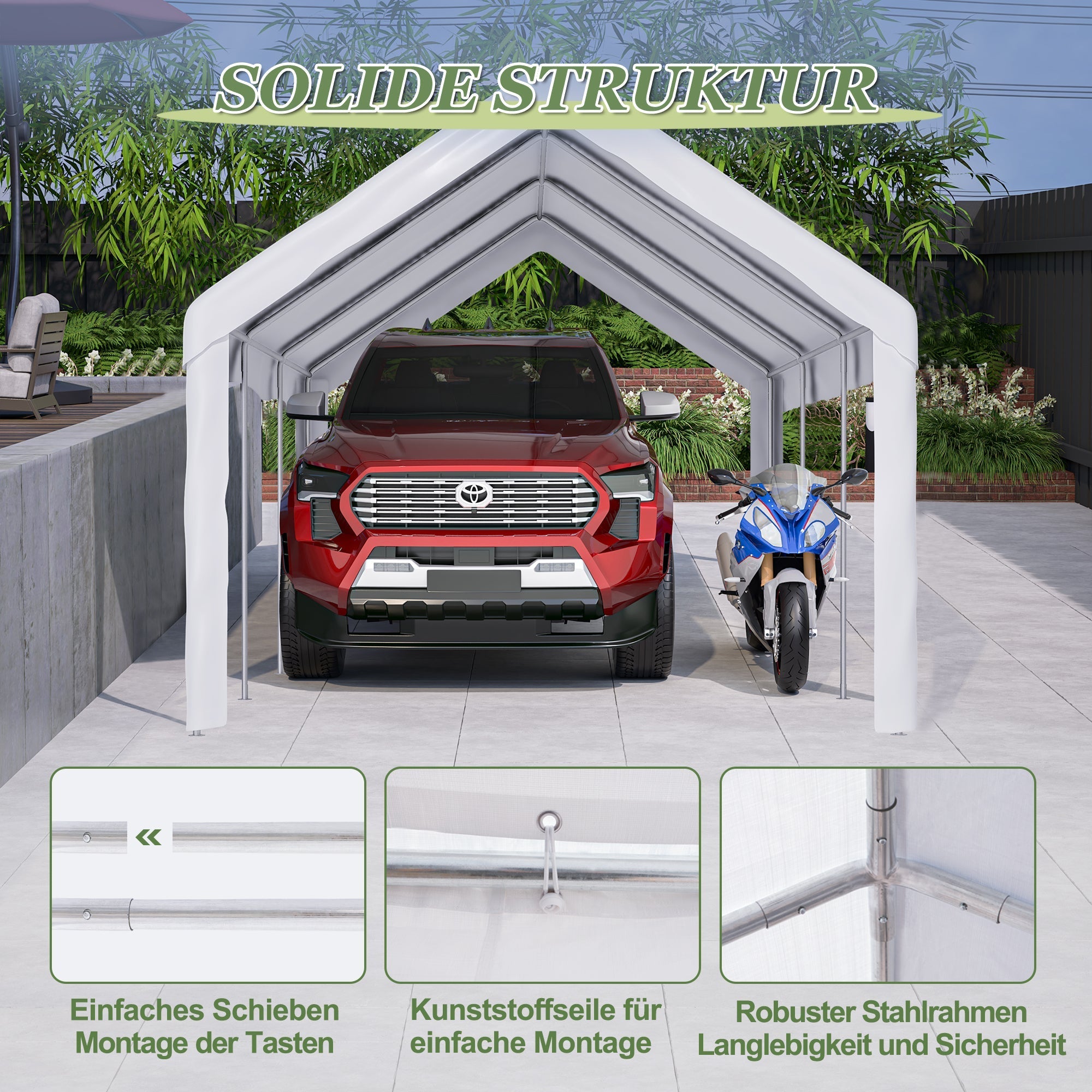 Carport Tent Garage 3x6m Large Winterproof with Roll-up Door & Removab ...