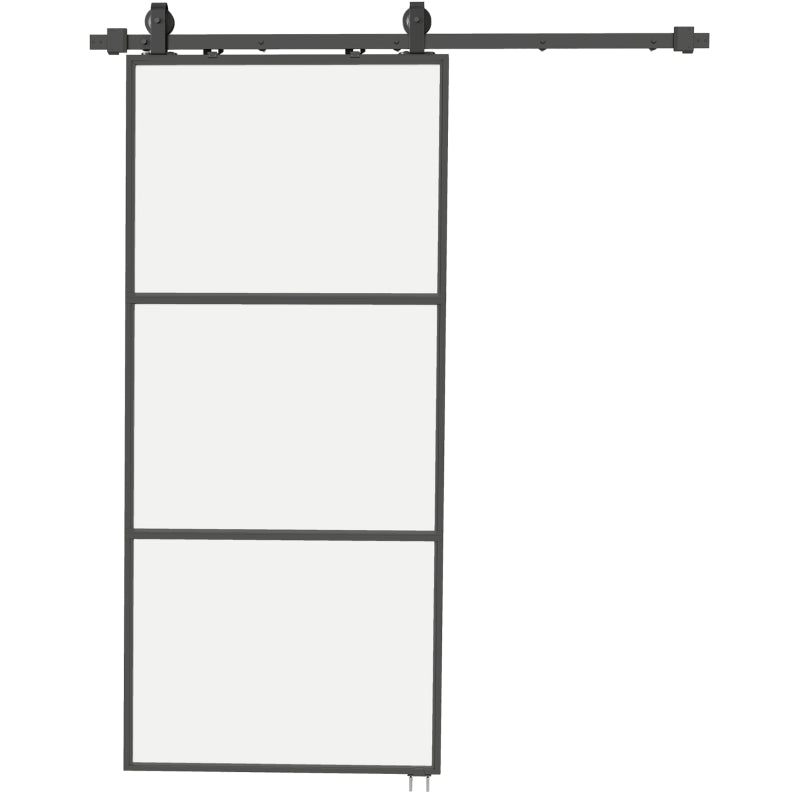 Sliding Door, Frosted Glass Soft-Close Track System, Steel Black ...