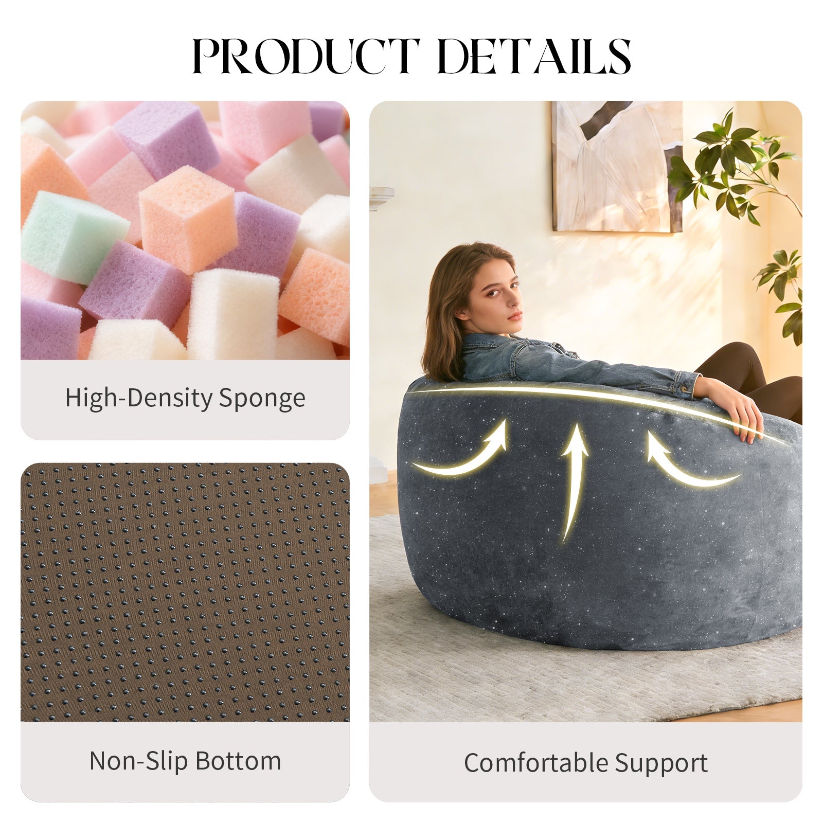 Curved High-Back Bean Bag Chair Full-Body Contour Support – Rathwood Store
