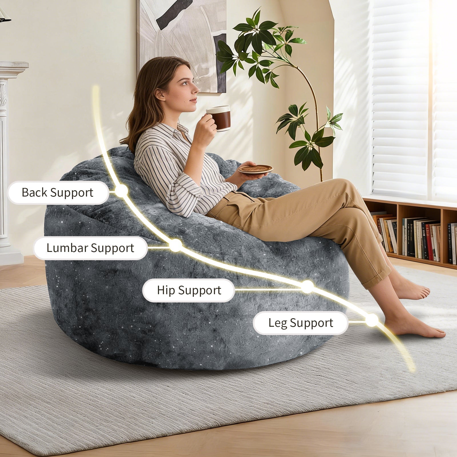 Curved High-Back Bean Bag Chair Full-Body Contour Support – Rathwood Store
