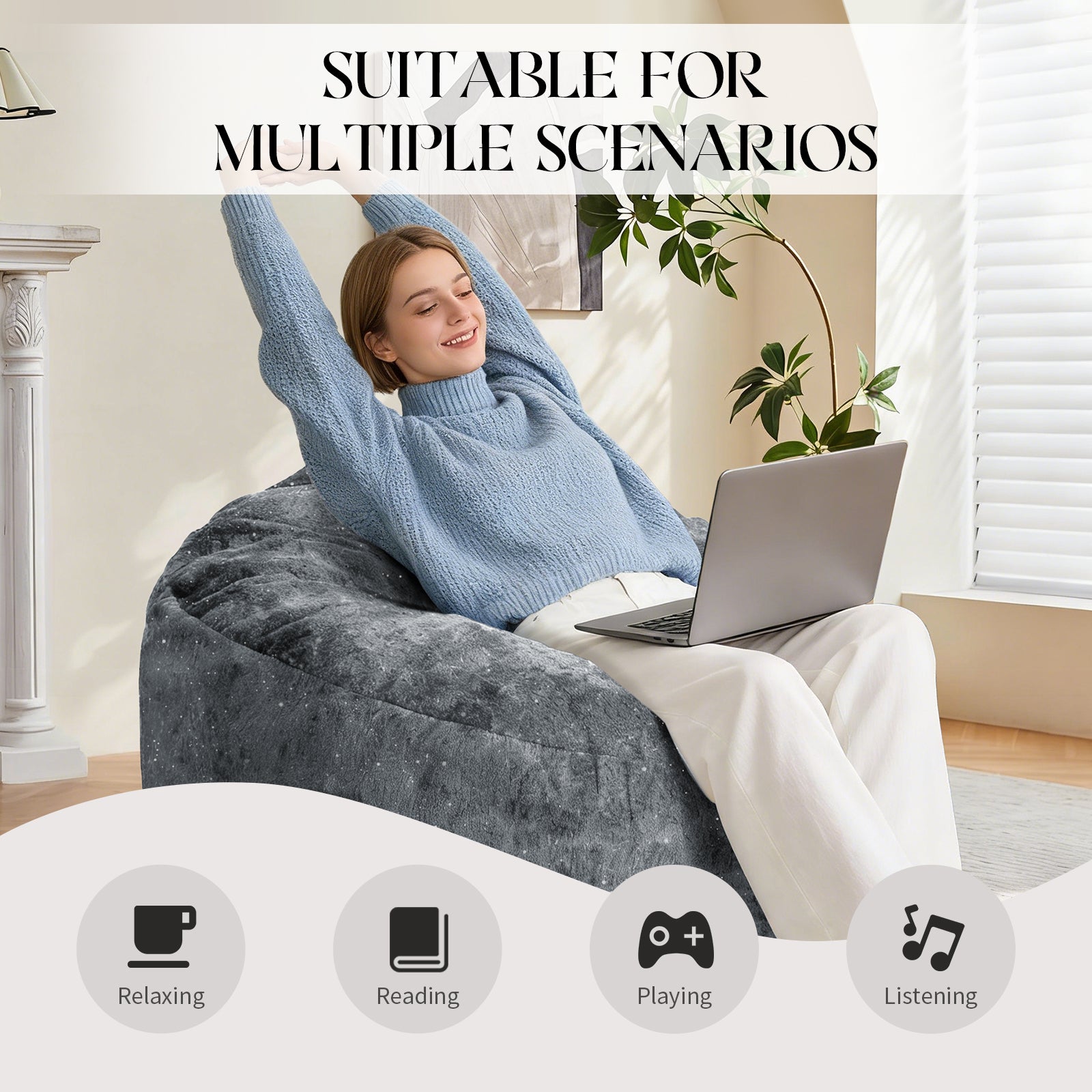 Curved High-Back Bean Bag Chair Full-Body Contour Support – Rathwood Store
