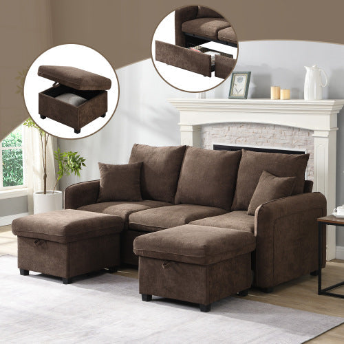 Multifunctional Corner Sofa, U-Shaped Three-Seater, Storage, Drawers ...