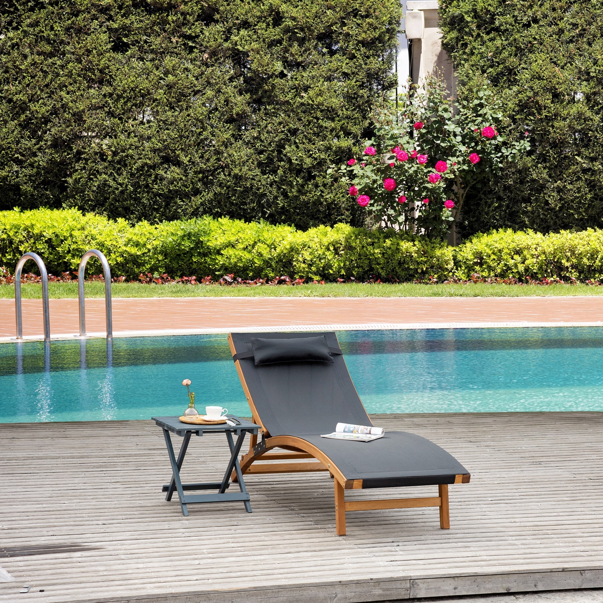 Ergonomic Patio Lounge Chair Outdoor Chaise with 3-Position Adjustable ...