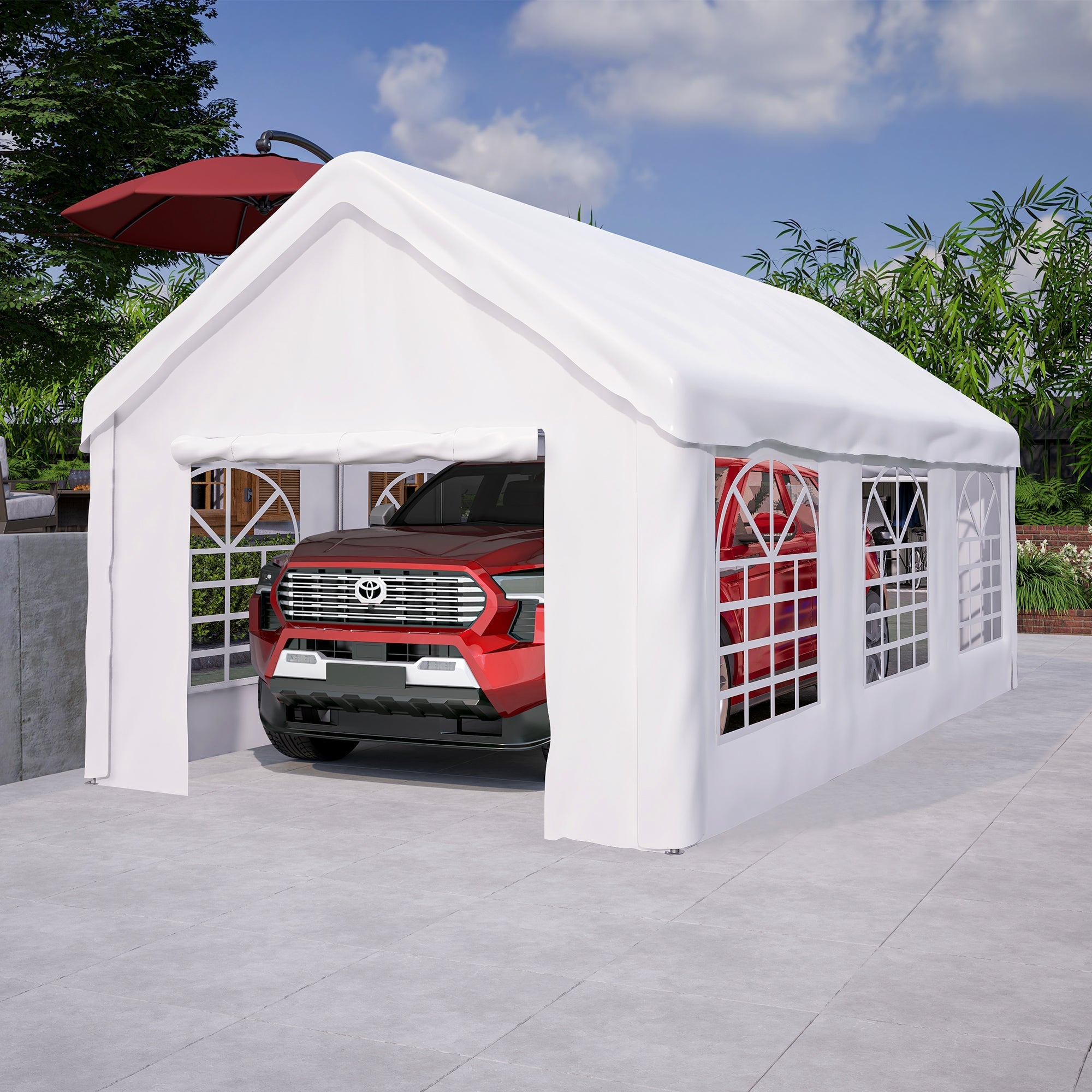 Carport Tent Garage 3x6m Large Winterproof with Roll-up Door & Removab ...