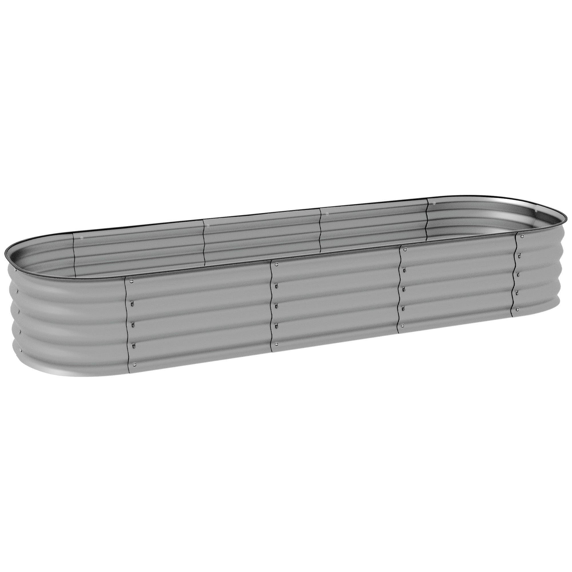 Raised Metal Planter Box 195x62x30cm Open Bottom DIY Flower Box, Silve ...