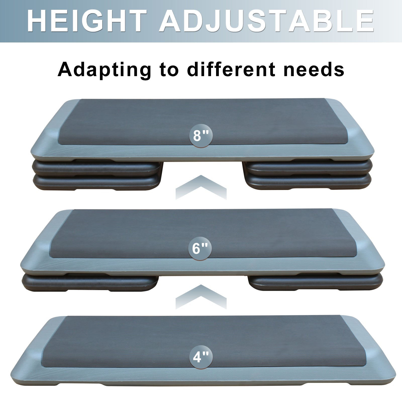 Aerobic Step Platform 110cm Adjustable Height with 4 Risers Home Gym G ...