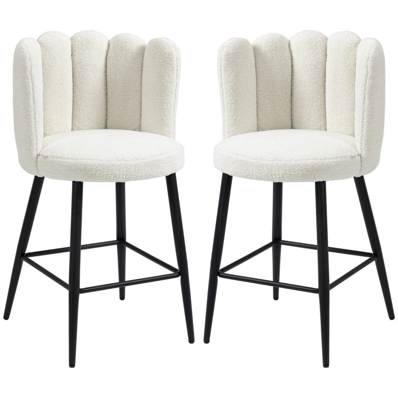 Bar Stools Set of 2, Modern Kitchen Chairs, Faux Cashmere Cream ...